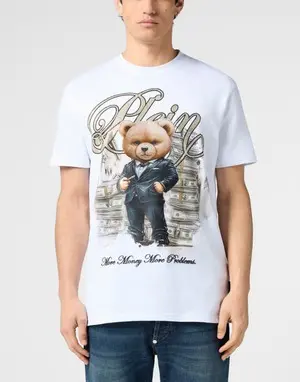 Philipp Plein Round Neck T-shirt Teddy Money - White