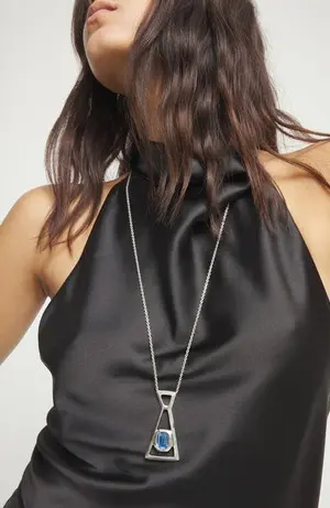 UNODE50 Geometric Necklace With Blue Crystal