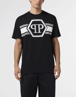 Philipp Plein Round Neck T-shirt Hexagon Line - Black