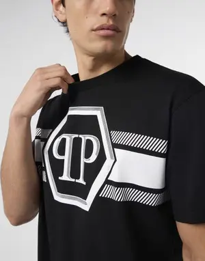 Philipp Plein Round Neck T-shirt Hexagon Line - Black