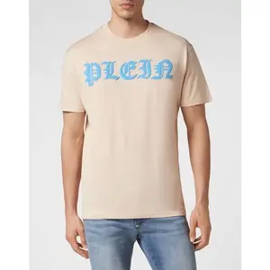Philipp Plein T-shirt Round Neck Ss Gothic Plein - Beige