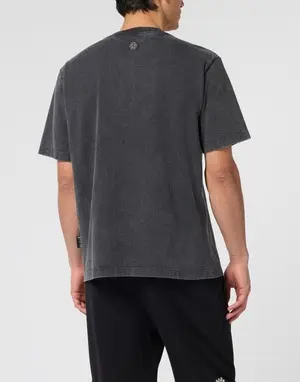 Philipp Plein Washed Round Neck T-shirt Eagle Skull Skull