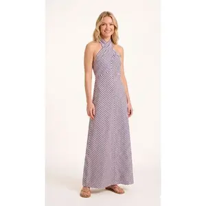 SITANO Amore Halter Dress - Navy Stripes