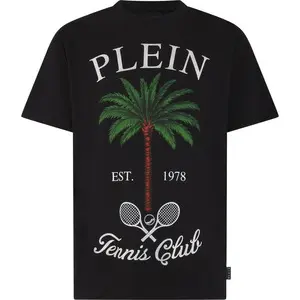 Philipp Plein Round Neck T-shirt Tennis Club Stones - Black