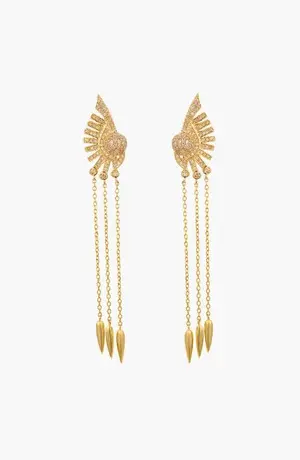 KELLERY Art Deco Fan Tassel Drop Earrings