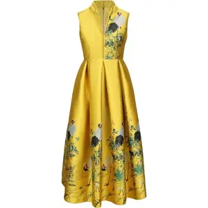 SKYLENCE Royal Crane Jacquard Maxi Dress