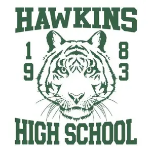 STRANGER THINGS Netflix Hawkins High School Tiger 1983 Graphic T-shirt - White