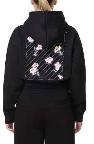 L/AB OFF-WHITE Graphic Crop Hoodie