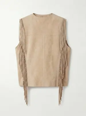 MINE BILGI Lipso Fringe Suede Leather Vest