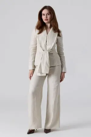 LE FAFO Linen Wide Leg Pants - Natural