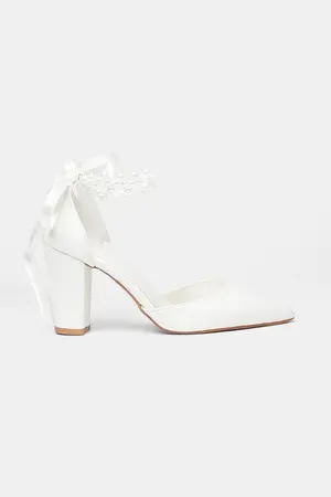 PROLOGUE SHOES Zia Ribbon Block Heel Bridal Pump