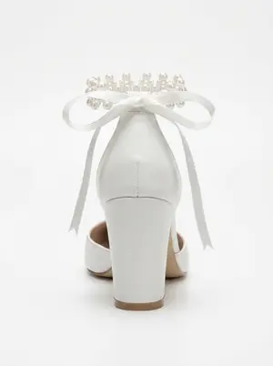 PROLOGUE SHOES Zia Ribbon Block Heel Bridal Pump