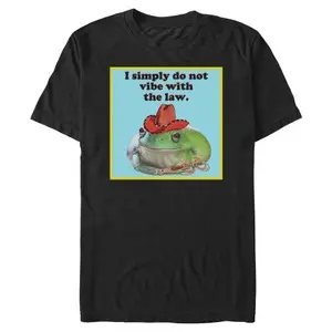 LOST GODS Hat Frog No Law Vibe Graphic T-shirt - Black