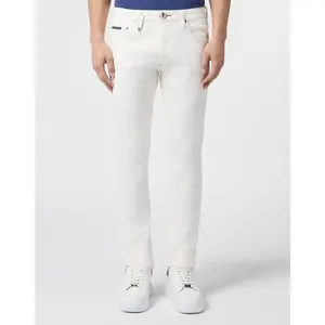Philipp Plein Super Straight Cut Jeans With Monogram Embroidery - Snowcaviar