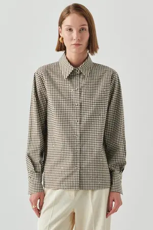 EXQUISE Jamie Plaid Shirt - Brown