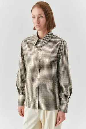 EXQUISE Jamie Plaid Shirt - Brown