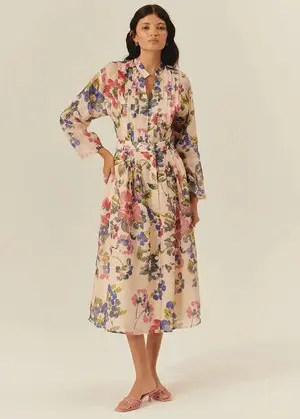 EXQUISE Maia Floral Button-front Midi Skirt
