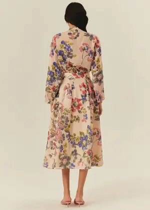 EXQUISE Maia Floral Button-front Midi Skirt