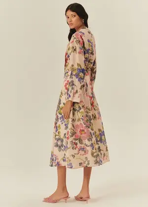 EXQUISE Maia Floral Button-front Midi Skirt