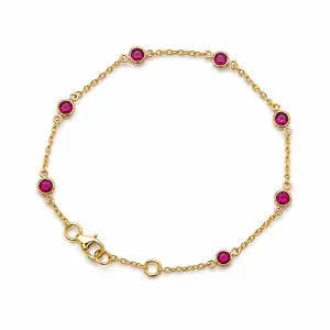 ZUVAN July Birthstone Bracelet Ruby - Silver