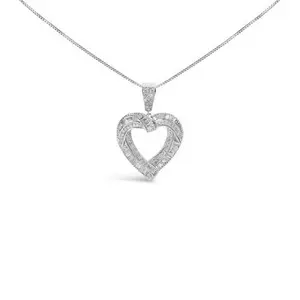HAUS OF BRILLIANCE 1.00 Cttw Diamond Open Heart Pendant Necklace In Sterling - Silver