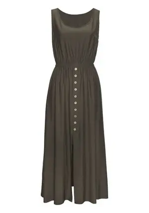LASCANA Button Detail Front Slit Dress