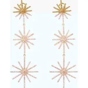 KELLERY Celestial Starburst Triple Drop Earrings
