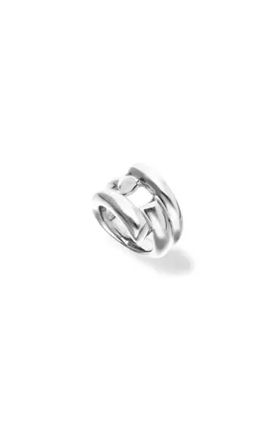 UNODE50 Sterling Plated Ring With Open Tubes - Silver