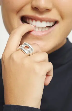 UNODE50 Sterling Plated Ring With Open Tubes