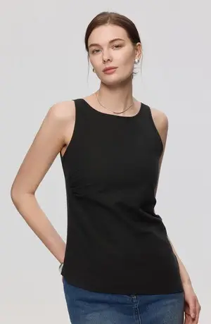 JUANA Sienna Pleated Tank - Black