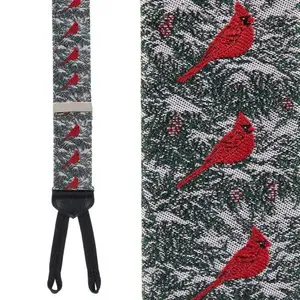 Trafalgar Snowy Virginia Nightingale Silk Formal End Suspenders - Green