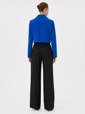 MINE BILGI Saphira Premium Suede Leather Cropped Double-breasted Jacket