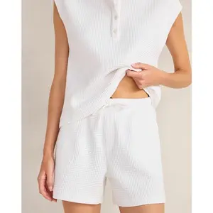 HAVEN WELL WITHIN Organic Cotton Bold Waffle Shorts - White