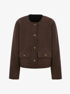 MINE BILGI Aria Merino Curly Shearling Cropped Jacket