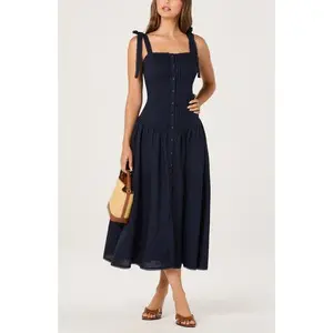 Astr The Label Marie Midi Dress - Navy