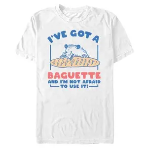 LOST GODS Opossum Baguette Drawing Graphic T-shirt - White