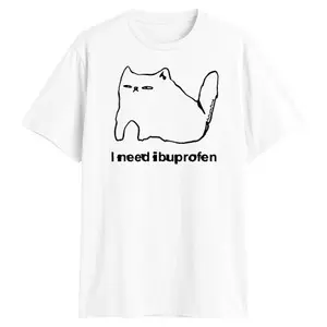 LOST GODS I Need Catbuprofen Short Sleeve Graphic T-shirt - White