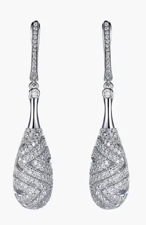 KELLERY Ethereal Raindrop Pavé Zirconia Drop Earrings