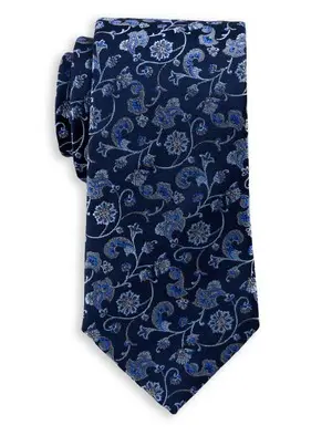 OAK HILL PREMIUM BY DXL Big & Tall Floral Vines Tie - Blue