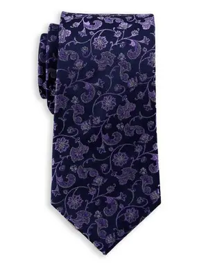 OAK HILL PREMIUM BY DXL Big & Tall Floral Vines Tie - Purple