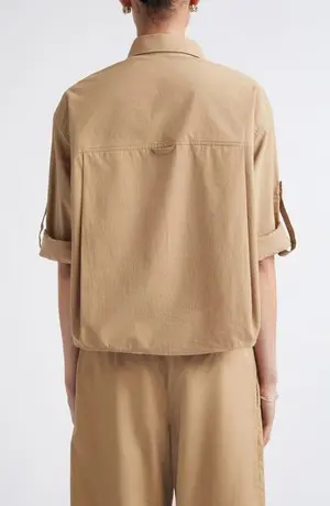Maria Mcmanus Organic Cotton Roll-tab Sleeve Crop Shirt