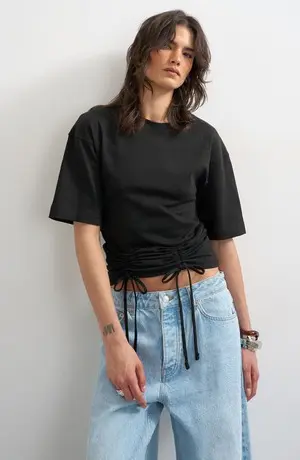 Topshop Drawstring Hem T-shirt