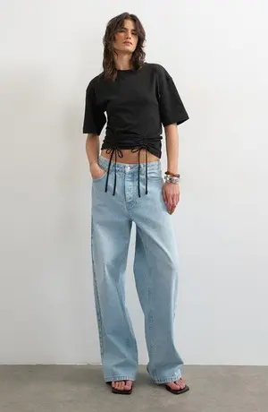 Topshop Drawstring Hem T-shirt