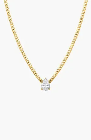 KELLERY Serene Drop Pear-cut Solitaire Pendant Necklace - Gold