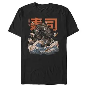 LOST GODS Sushi Dragon Ocean Wave Short Sleeve Graphic T-shirt