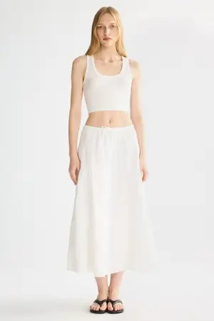OROLAY Bouquet Linen Skirt - White