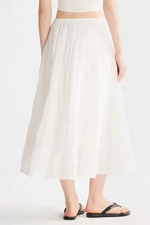 OROLAY Bouquet Linen Skirt - White
