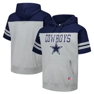 Mitchell & Ness Dallas Cowboys Vintage Logo Short Sleeve Hoodie - Gray