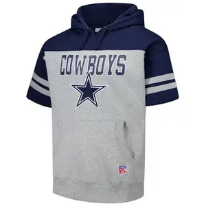 Mitchell & Ness Dallas Cowboys Vintage Logo Short Sleeve Hoodie - Gray