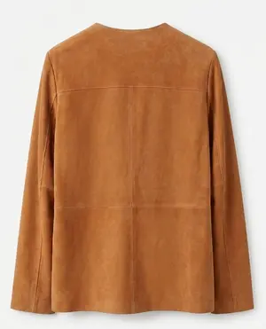 MINE BILGI Broom Premium Suede Leather Collarless Jacket